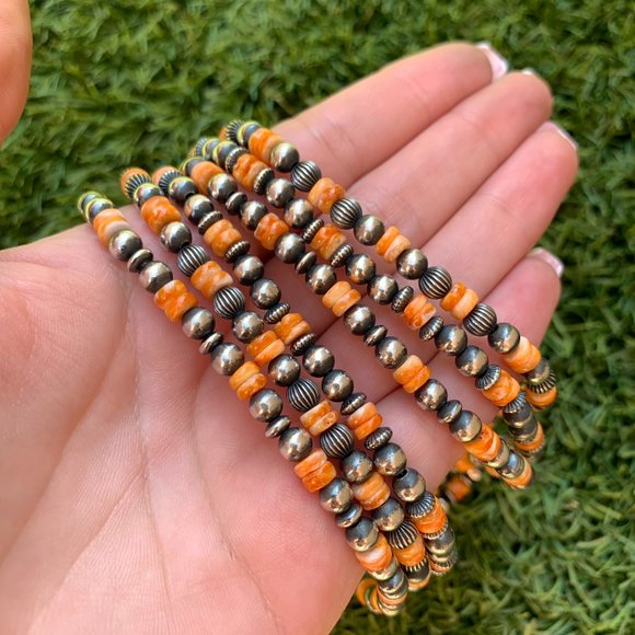 Geneva Apachito | Jewelry | Orange Spiny 8 5mm Triple Strand Necklace ...